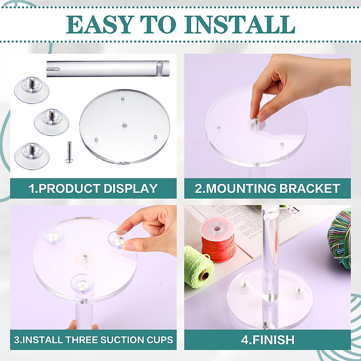 DoubleFill Acrylic Yarn Holder for Crocheting Knitting Frame Portable Yarn Spinner with Hole Thread Yarn Stand Organizer Tool Embroidery Craft Sewing Supply for Granny Present Craft Lover