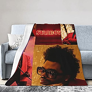 The Singer Weeknd Merchandise Blanket Ultra-Soft Blanket Collage Singer Blanket Flannel Blanket Portable Throw Blanket for Living Room Couch Sofa Rapper Fans Gift 50x40 Inches
