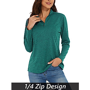 MAGCOMSEN Womens Shirts Long Sleeve Athletic Shirts for Women Sweatshirts for Women Running Shirts Uv Protection Shirts Jade Green M