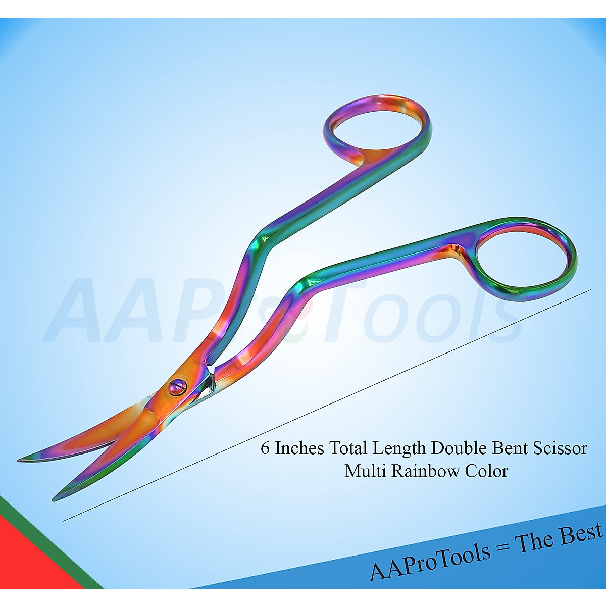 AAProTools Rainbow Color Machine Embroidery Scissors 6" Large Double Curved Scissors - Stainless Steel Embroidery Supplies