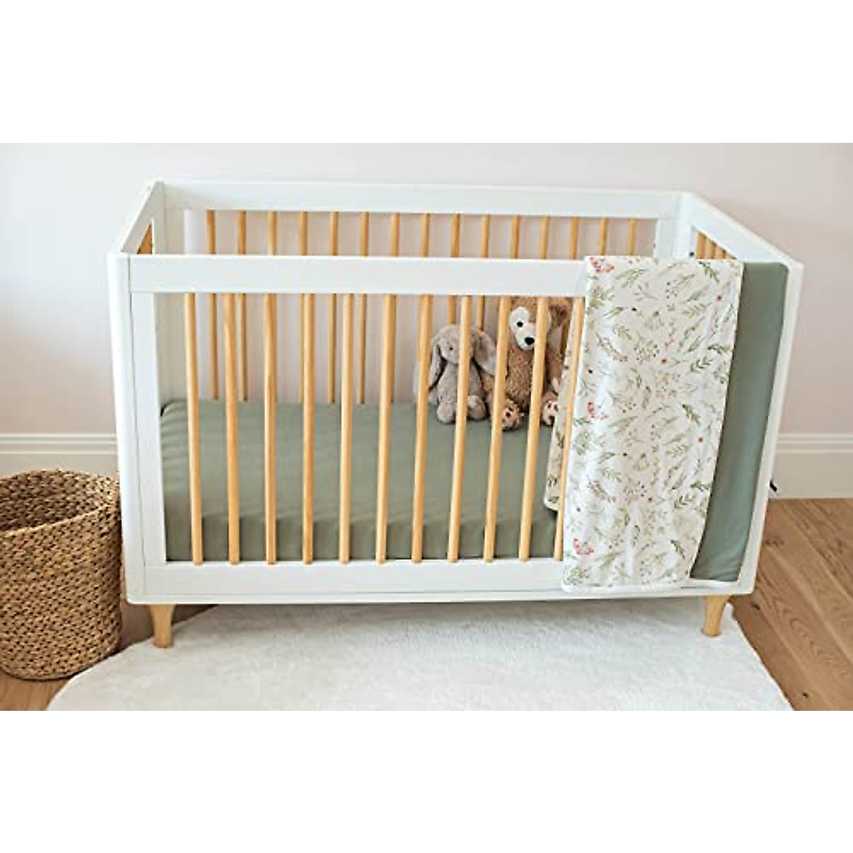 Pobibaby - Single Solid Premium Fitted Baby Crib Sheets for Standard Crib Mattress - Ultra-Soft Cotton Blend, Safe and Snug, and Stylish Solid Crib Sheet (Sage Green)