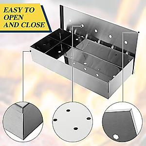 4 Pieces Smoker Box for Gas Grilling Stainless Steel Metal Grill Smoker Box BBQ Smoker Box Top Meat Smokers Box in Barbecue Grilling Accessories for Charcoal and Gas Grills, Add Smokey BBQ Flavor