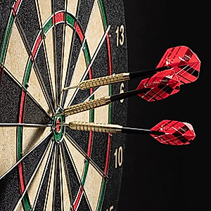 Franklin Sports Steel Tip Darts Set - 6 Pack of 18 Gram Steel Darts - Removable Standard Nylon Flights and Brass Barrels - Lightweight Full Dart Set, Red/Black