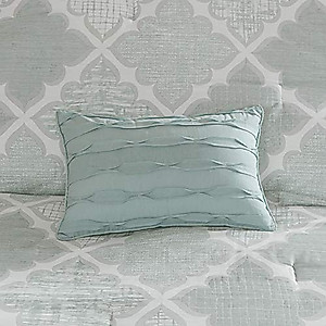 Madison Park Cadence 9 Piece Cotton Sateen Comforter Set, King (104 in x 92 in), Aqua