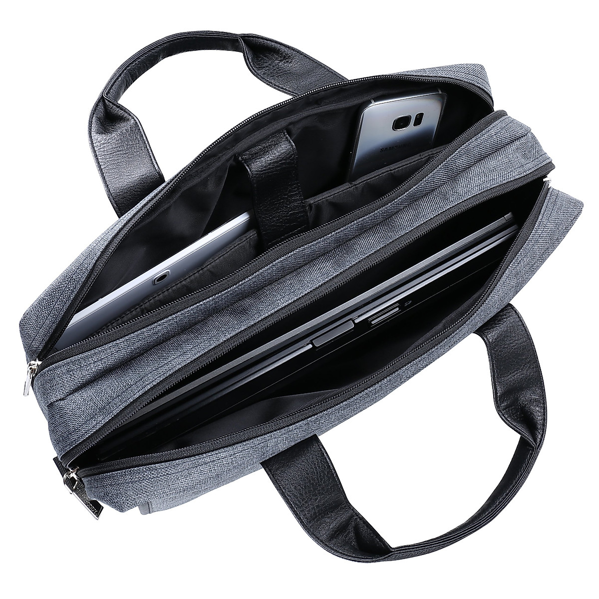 Compact Computer Case Business Shoulder Briefcase Crossbody Carrying Bag Tote Grey for Lenovo IdeaPad, ThinkPad, Y Series, Yoga, 100e Chromebook, 300e Chromebook