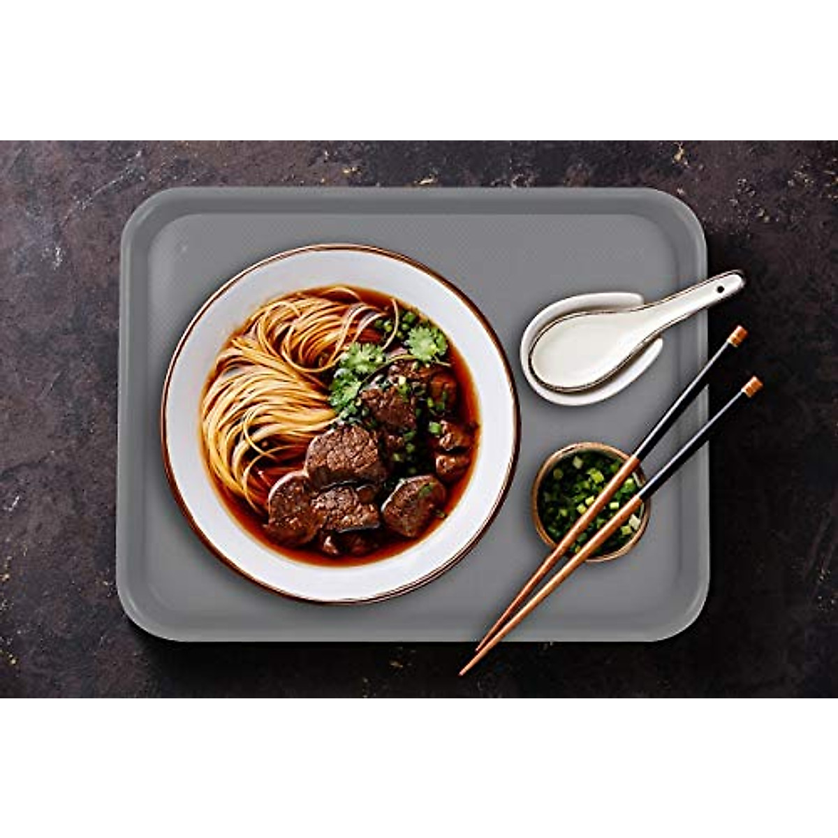 Uumitty 6-Pack Rectangular Plastic Serving Trays, Fast Food Cafeteria Tray, f