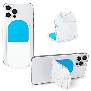 Flipstik New V2 - Foldable Adhesive Phone Mount - Stick Phone to Mirror, Window, Walls for Hands-Free Viewing, Selfies, or Videos - Tripod, & Kickstand - Featured in Shark Tank - Carrara Marble