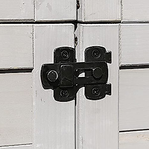 Outsunny 36" x 25" x 79" Wooden Storage Shed Cabinet, Outdoor Tool Shed Organizer with 4-Tier, 3 Shelves with Handle Tin Roof Magnetic Latch Foot Pad, Light Grey