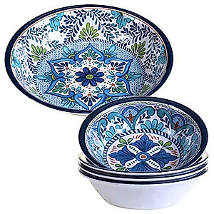 Cerified International Talavera 5-Piece Melamine Salad/Serving, Set, Multicolored