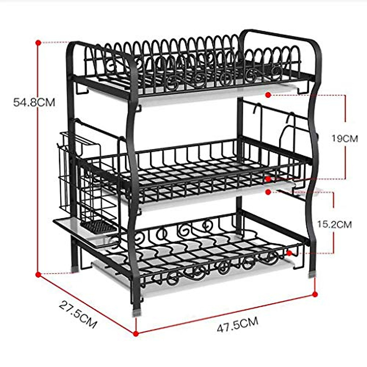 SDGH Dish Rack - Tier Dish Drying Rack Stainless Steel Counter Dish Drainer Rack with Drainboard
