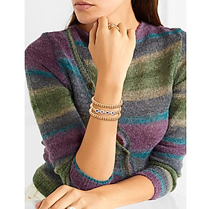 CEALXHENY Ball Bead Bracelets for Women Brass Bead Ball Chain Stretch Bracelets MAMA Letter Bangle Bracelets Gold Layering Bracelet Set Mother’s Day Thanksgiving Gifts (Letter MAMA)