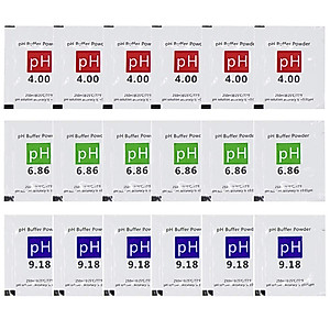 DuvinDD 18 Pack pH Calibration Solution Powder 6.86/4.00/9.18, pH Buffer Calibration Solution Packets for Precisely Calibrate pH Meter, pH Tester Calibration Powder Packets