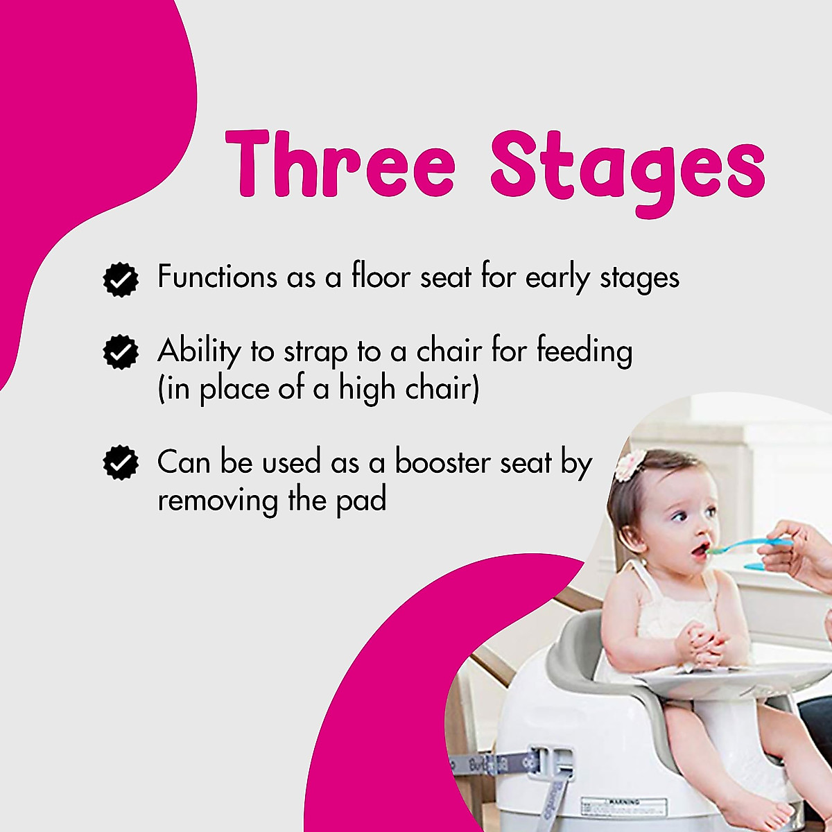 Bumbo 3-in-1 Baby Multi Seat Booster with Feeding Tray, 6-36 Months, Powder Blue