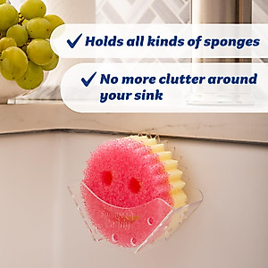 Scrub Daddy Sponge Holder - Sponge Caddy for Kitchen Organization - Self Draining, Dishwasher Safe & Universal Suction Sponge Holder for Sponges and Scrubbers (1 Count)