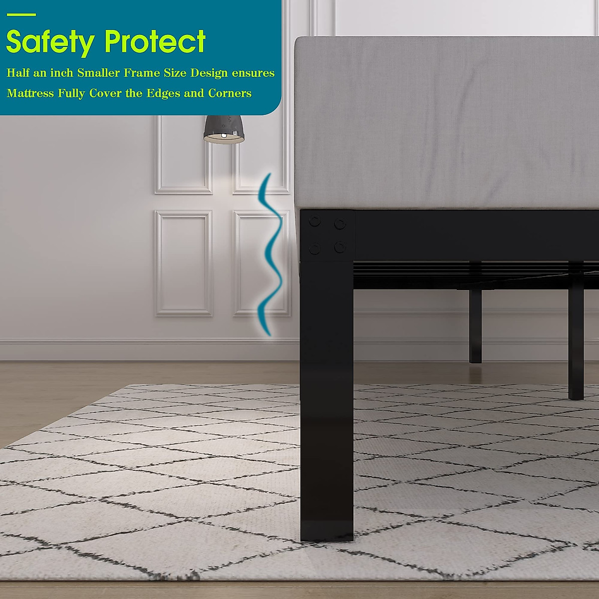 yookare 14 Inch 4000lbs Heavy Duty Support Basic Bed Frame/Mattress Foundation/Box Spring Replacement/Steel Slat Platform/Easy to Assemble/with Storage/Noise Free, Cal King