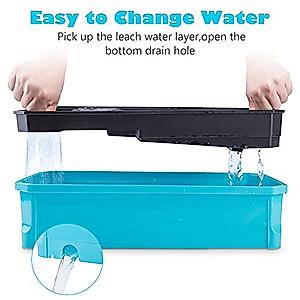 Turtle Tank Kit Turtle Aquarium with High Fence to Prevent Escape ,Large Turtle Habitat Tank Kit with Water Filter and Multi Filter Mater to Provide a Water Bath for The Turtle, Easy to Change Water