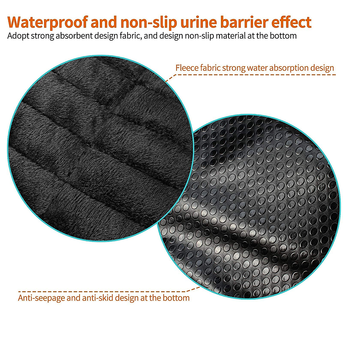 Piddle Pad Car Seat Protector, Waterproof Potty Training Seat Saver Pads for Infants Baby and Toddlers, Machine Wash and Dry (Black)