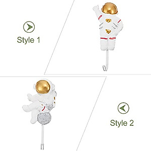 VOSAREA 2Pcs Astronaut Wall Hook Punch Free Heavy Duty Wall- Mounted Sticky Hooks Adhesive Robe Towel Keys Hanger Bags Coat Rack for Home Kitchen Bathroom Style 1