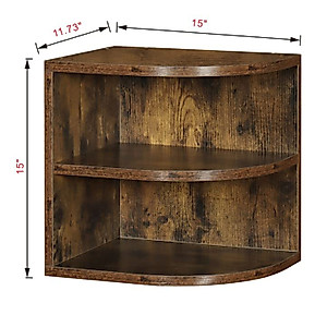 FUSUNBAO Magic DIY Cube Storage Organizer Stackable Cubles for Corner Bookshelf -Home Books Clothes Toy -Modular Cubby Storage System -Office Cubical -Bookcase (Antique Brown, Curved Shape Cube)