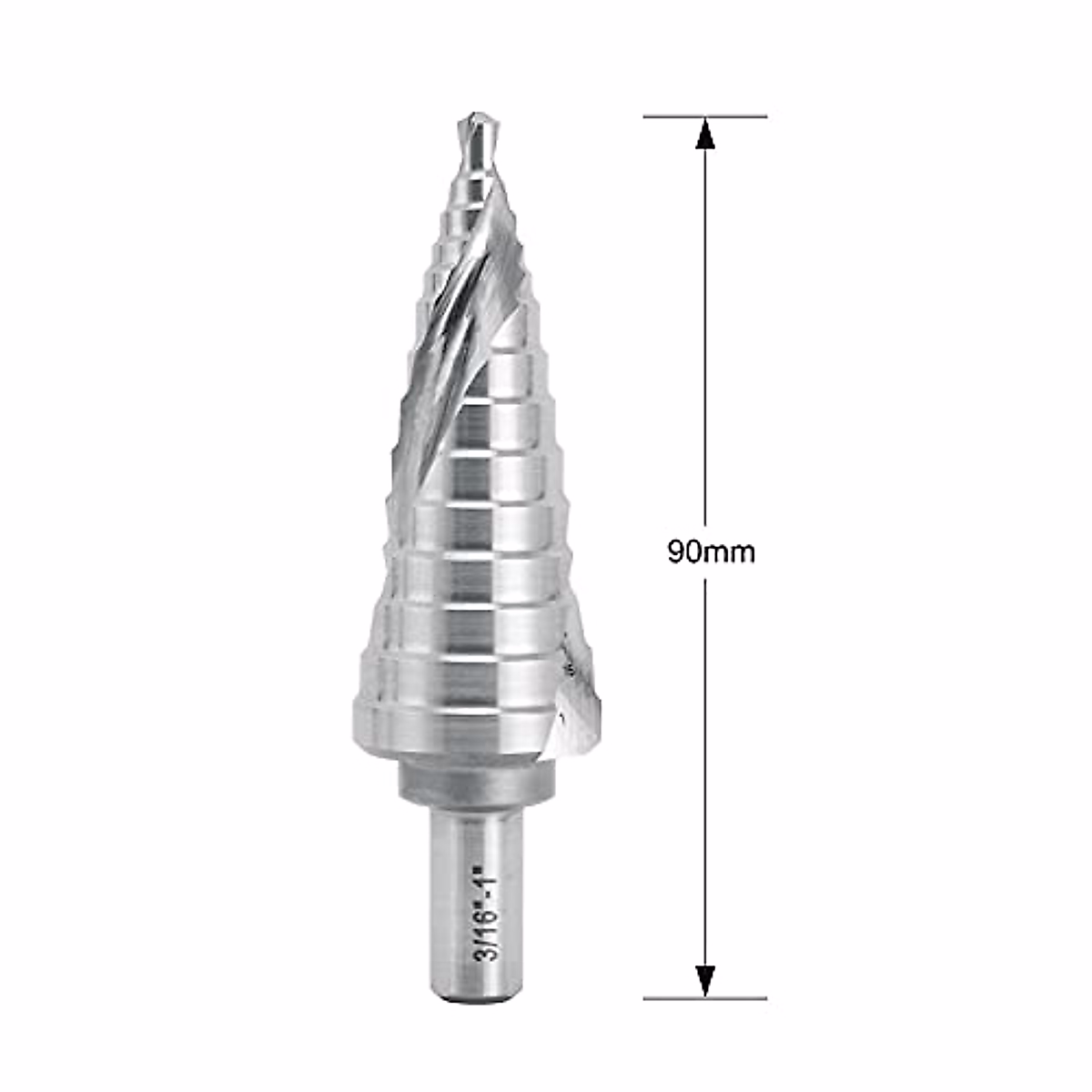 ACTOOL Industrial HSS Step Drill Bit 3/16 inch to 1 inch with 3/8 inch Shank, Double Spiral Flute with 14 Step Size