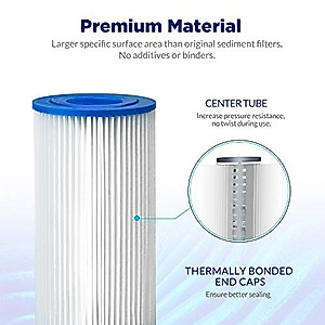 Membrane Solutions 20 Micron Pleated Polyester Sediment Water Filter 10"x2.5" Replacement Cartridge Universal Whole House Pre-Filter Compatible with W50PE, WFPFC3002, SPC-25-1050, FM-50-975 - 4 Pack