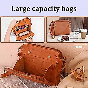 Genryu Crossbody Leather Shoulder Bags and Clutches, Three Layer Leather Crossbody Shoulder, Women's Casual Multi Layers Purses Clutches (Brown)