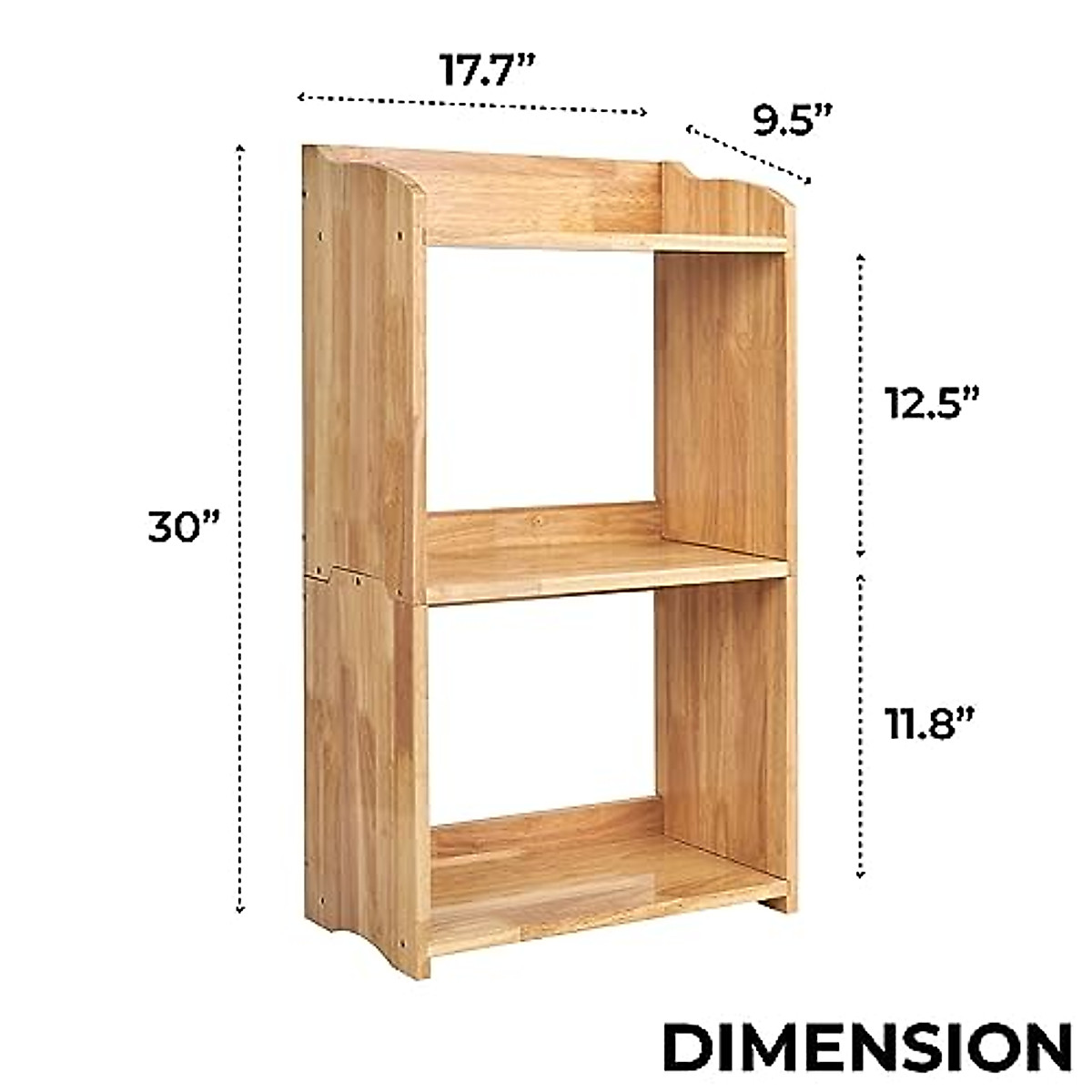 YCICI Bookshelf, 3 Tier Wooden Bookcase, Freestanding Display Storage Shelves Open Bookcase for Bedroom, Living Room and Office (Natural, 3 Tier)