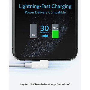 Anker USB-C to 90 Degree Lightning Cable (3 ft), MFi Certified, Supports Power Delivery for iPhone SE / 11 Pro/X/XS/XR / 8 Plus/AirPods Pro, iPad 8, iPod Touch, and More(White)