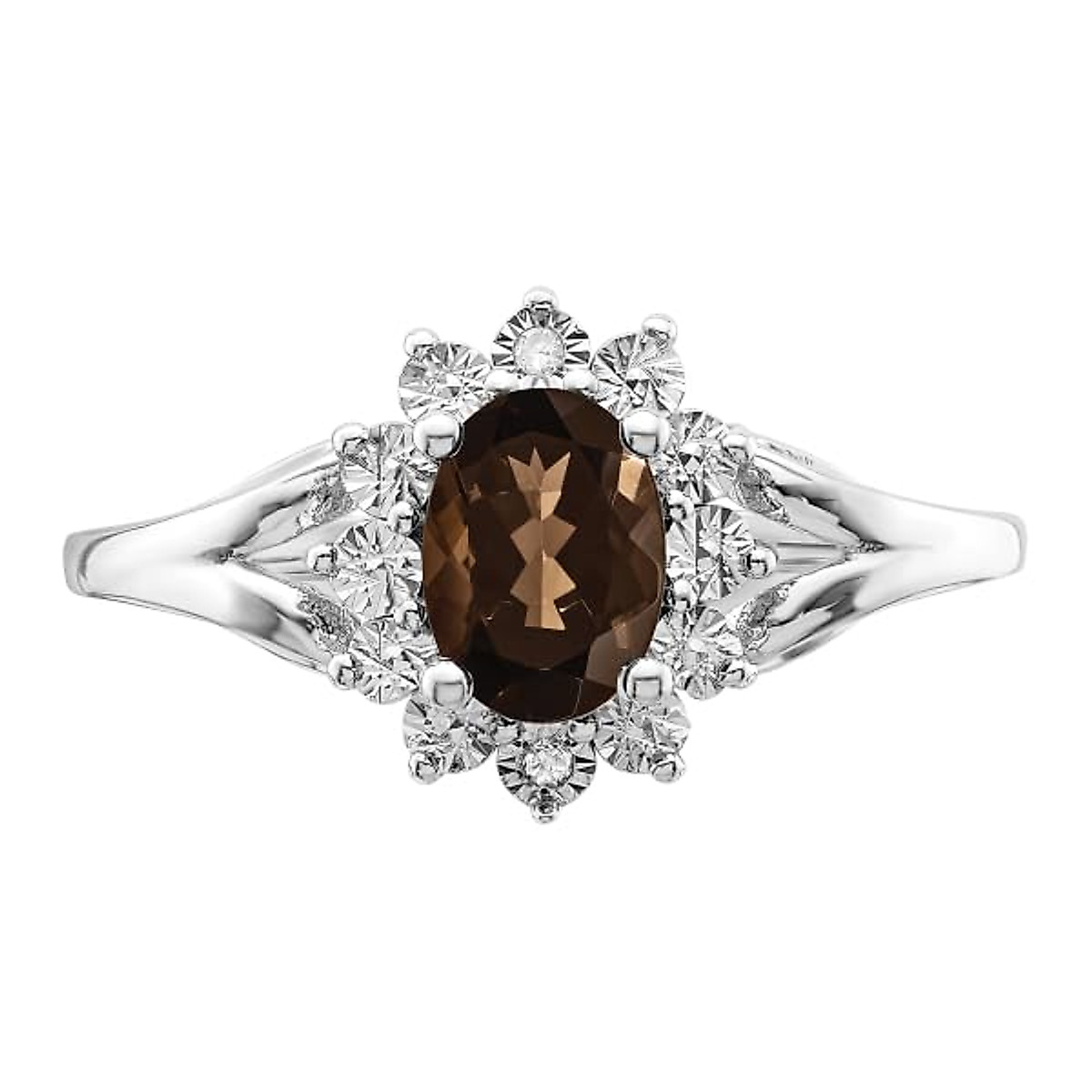 IceCarats 925 Sterling Silver Diamond Brown Smoky Quartz Ring Gemstone Band Size 7
