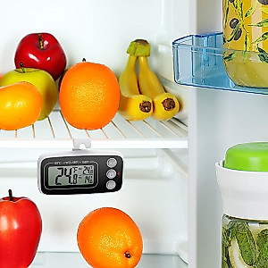 KeeKit Refrigerator Thermometer, 4 Pack Digital Freezer Thermometer, Upgraded Fridge Thermometer with Large LCD Display, Max/Min Record Function for Kitchen, Home, Restaurants - Black