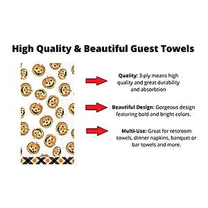 Halloween Hand Towels Sets: Quality Disposable Paper Towels Featuring Halloween Themes - 32 Total Halloween Guest Towels Per Set (Pumpkin Faces)