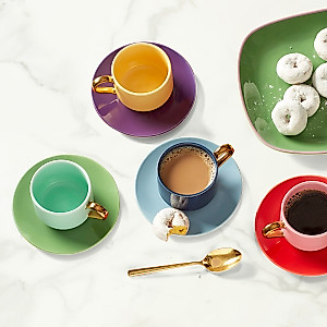 Kate Spade New York 894770 Make It Pop 8-Piece Cup & Saucer Set, Yellow, MUG