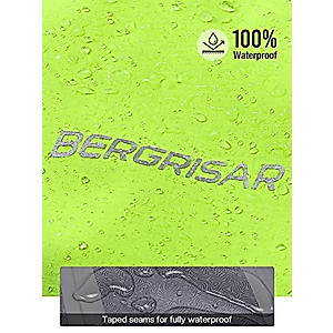 BERGRISAR Men's Cycling Rain Jacket Waterproof Cycling Windbreaker Bike Bicycle Jacket Running Hood Rain Coat Green Size Large
