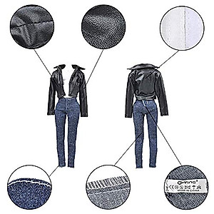 E-TING Leather Coat Suit Cool Wild Motorcycle Style Couple Clothes for Dolls (Girl)