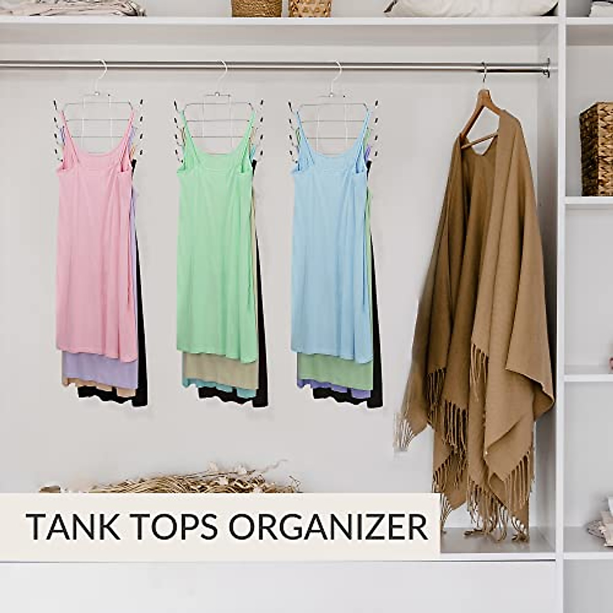 Bra Hanger, 2 Pack Tank Top Hanger Organizer for Closet, 4 Storage Capacity Top Swivel Hook Clothes Wrinkle-Free, ZEDODIER Hanging Space Saving Hanger Bra Holder Camisole Storage