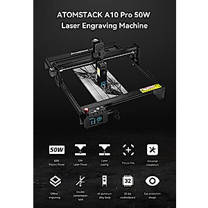 ATOMSTACK A10 pro 50W DIY Laser Cutter and Engraver Machine, 10W Output Power, Eye Protection Compressed Spot 11000mm/min Diode Laser Engraving for Metal and Wood, 410x400mm
