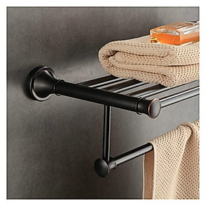 Towel Rails Solid Brass Towel Rack with Bar for Bathroom Shelf Wall Mounted, Oil Rubbed Bronze, 61.5 cm/Toilet Brush Set (Color : Toilet Brush Set) (Towel Shelf b)
