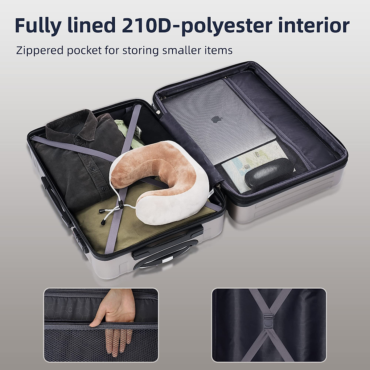 Merax Expandable ABS Hardshell Luggage Suitcase with Spinner Wheels Suit Case Lightweight, Gray, 3-Piece Set (20/24/28)