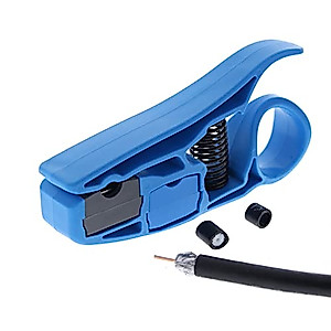 IDEAL Industries, Inc. 45-605 PrepPRO Coax/UTP Cable Stripper, Cable Stripping Tool for RG-59/RG-59 Plenum/RG-6/RG-6 Plenum/RG-6 Quad/RG-6 Quad Plenum, Blue, 1 Coax Stripper,Gray