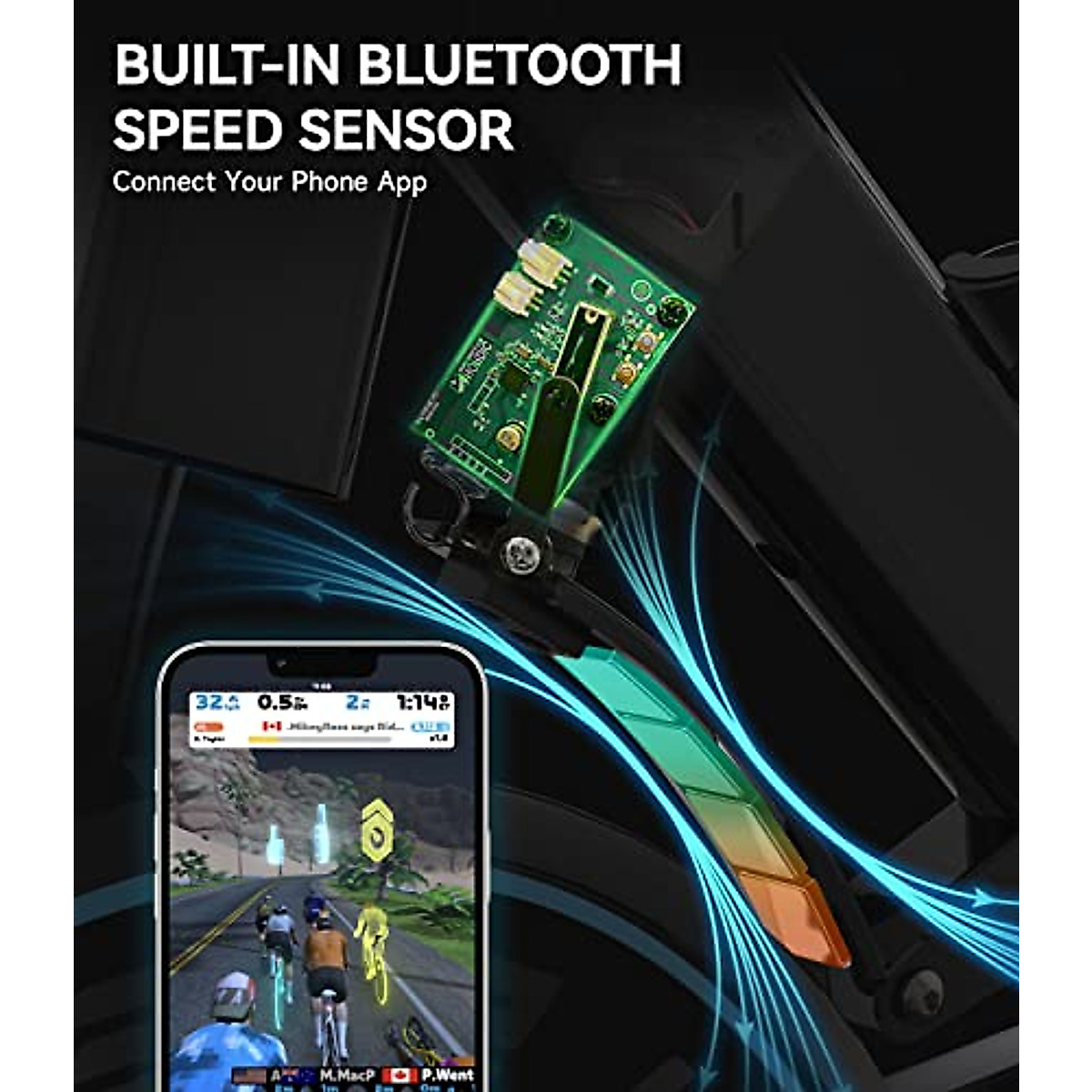 Pooboo Magnetic Exercise Bike Stationary, Indoor Cycling Bike with Built-In Bluetooth Sensor Compatible with Exercise bike apps& Ipad Mount, Comfortable seat and Slant Board, Silent Belt Drive (626S)