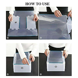 MNHW 10 Pack Plastic Stackable Shoe Storage Organizer Clear Drawer Box Metal Frame Bathroom organizer Shoe organizer Storage shelves Tool box Storage cabinet Closet organizer Kitchen storage Clo