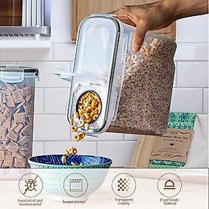 HOHAOO Cereal Storage Containers,Set of 4 4L Plastic Food Storage Box Cereal Dispenser Food Grade Durable Airtight Cereal Container with Lids,Pen and 24 Labels for Kitchen Storage & Organization