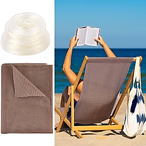 OLYCRAFT 59 Inch Wide Sling Chair Replacement Fabric 36 Inch Long Folding Lounge Repair Cloth DIY Chair Replacement Kits Including 7.5m Polyester Fabrics Transparent PVC Sling Splines-5mm Diameter