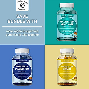 Potassium Magnesium Gummies, Potassium Gummies Sugar Free for Adults Kids, Support Leg Cramps & Muscle & Heart Health, Magnesium Glycinate Gummies Best for Bedtime, Vegan, Non-GMO, Berry Flavor, 60