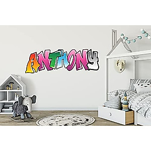 CuteDecals Graffiti Custom Name Wall Decal - Personalized Graffiti Name Art Decal - Unisex Wall Decor - Wall Decal for Nursery Bedroom Decoration (Mini Wide 15''x4'' Height)