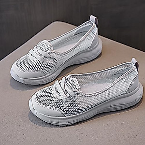 Women's Hollow Mesh Lace Up Flats Sneakers,Summer Fashion Breathable Low Top Backless Round Toe Comfortable Slip-on Soft Sole Casual Walking Shoe Loafer (Grey,8.5,8.5)