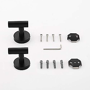 GORDEE [2 Pack] Bathroom Robe Towel Hooks, SUS304 Stainless Steel Wall Mounted Heavy Duty Hook Holder, Towel Coat Robe Sponge Holder for Bathroom & Kitchen, Matte Black