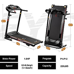 FYC Folding Treadmills for Home with Bluetooth and Incline, 2.5HP Portable Running Machine Electric Compact Treadmills Foldable for Exercise Home Gym Fitness Walking Jogging (JK1609)
