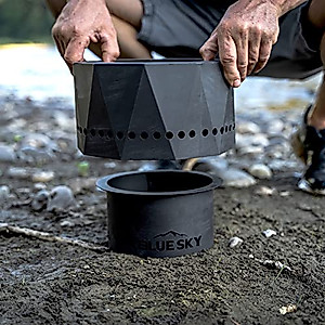 Blue Sky Outdoor Living Pike Ultra Portable Fire Pit, Portable Smokeless Fire Pit with Carrying Bag, Black