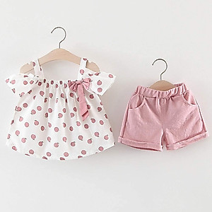 Hipea Toddler Baby Girls Summer Clothes Outfits Ruffle Camisole Spot Dot Tops and Casual Shorts 2-Piece Newborn Girl Clothing Set (2-3T)